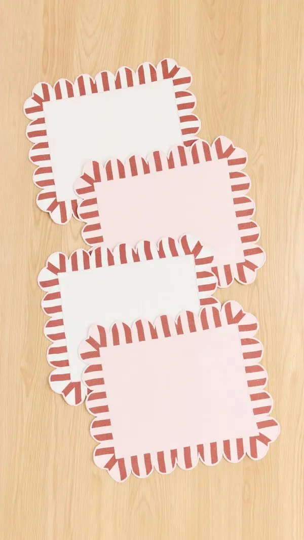 MISETTE Scalloped Stripe Placemats Set Of 4