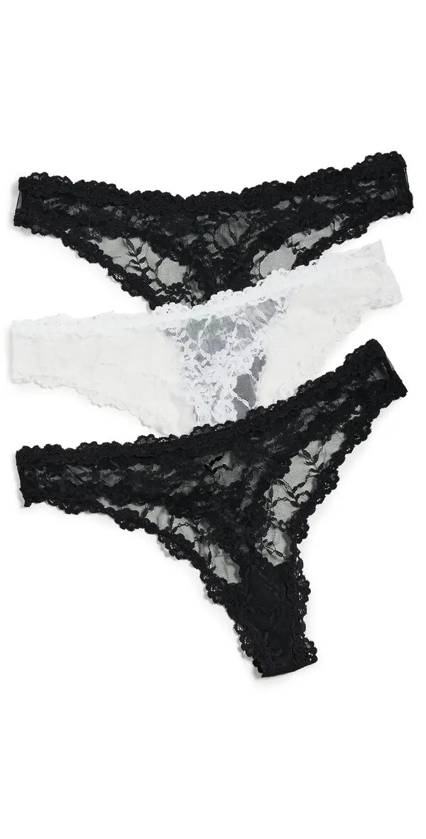 Honeydew Intimates Maria Lace Thong 3 Pack - Black/ivory/black