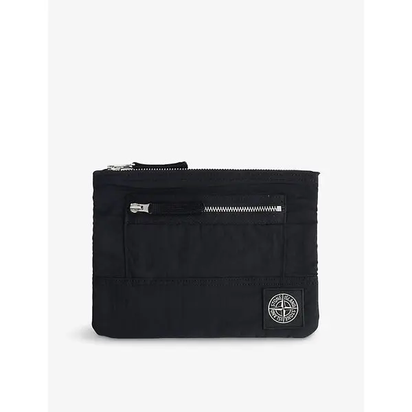 Stone Island Logo-patch Nylon Pouch - Black
