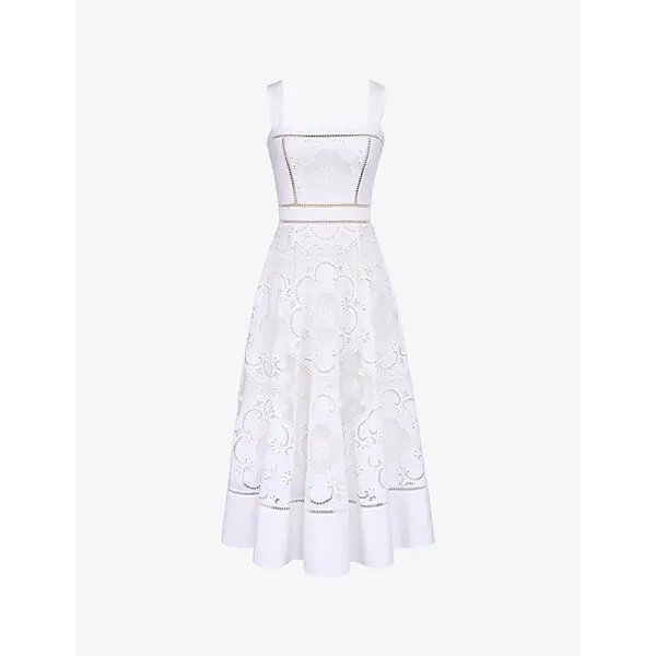 House Of Cb Broderie-anglaise Stretch-cotton Midi Dress - White |  Editorialist