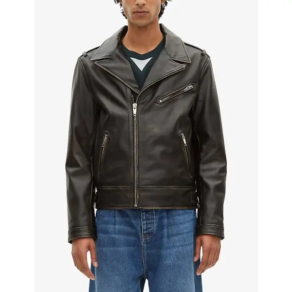 The Kooples Zipped Regular-fit Leather Biker Jacket