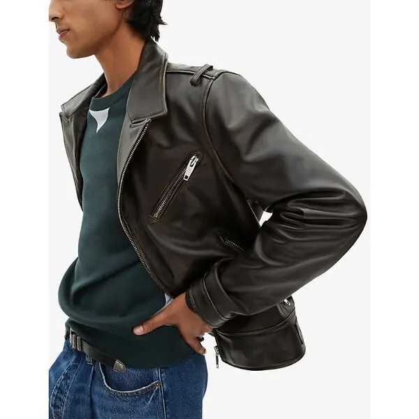 The Kooples Zipped Regular-fit Leather Biker Jacket