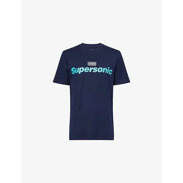 OASIS Supersonic Relaxed-fit Cotton T-shirt - Navy