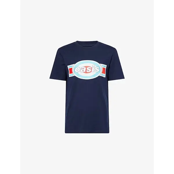 OASIS Mod Roundall Short-sleeve Cotton T-shirt - Navy