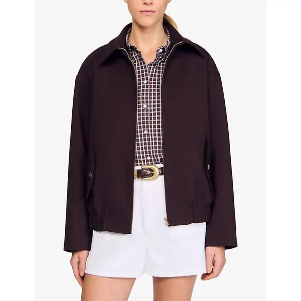Sandro Oversized Zip-up Woven Jacket