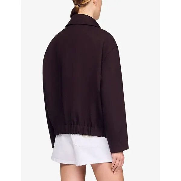 Sandro Oversized Zip-up Woven Jacket