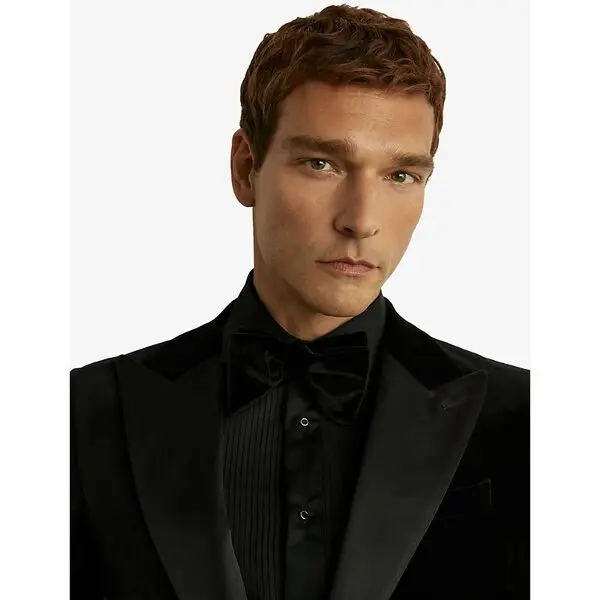 REISS Double-layered Velvet Bow Tie - Black