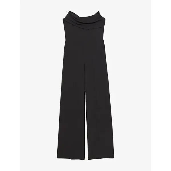 REISS Premier Strapless Stretch-woven Jumpsuit - Black