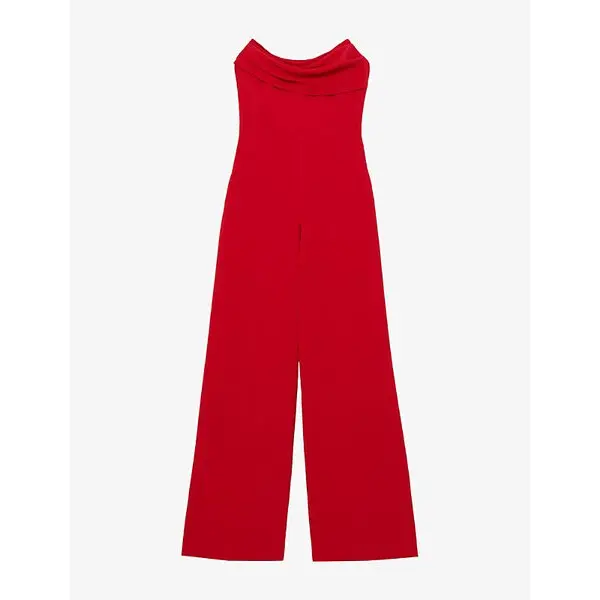 REISS Strapless Wide Leg Jumpsuit - Red
