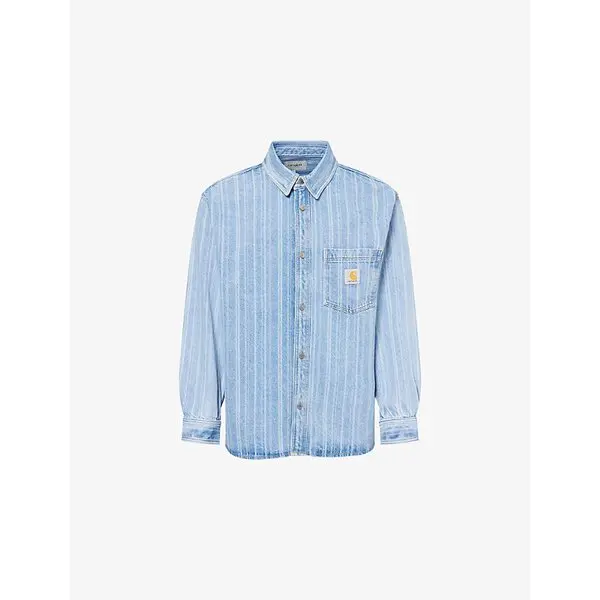 Carhartt Work In Progress Rylan Logo-patch Denim Shirt - Rylan Stripe Blue