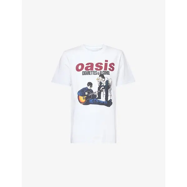 OASIS Cigarettes And Alcohol Short-sleeve Cotton T-shirt - White