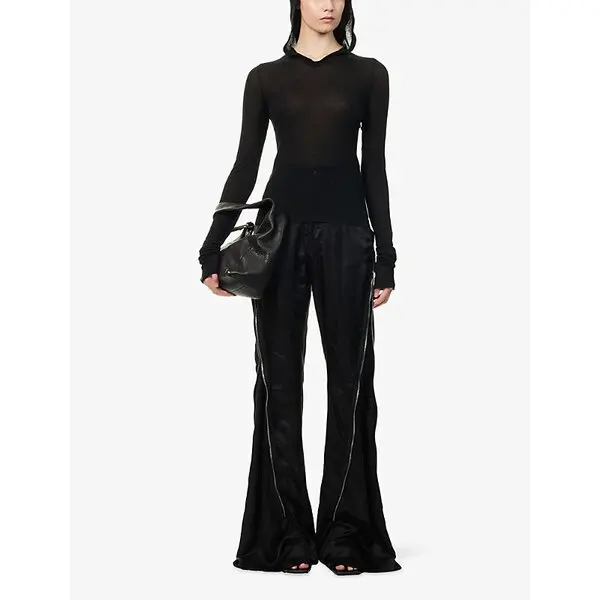 Rick Owens Cropped Hooded Knitted Top