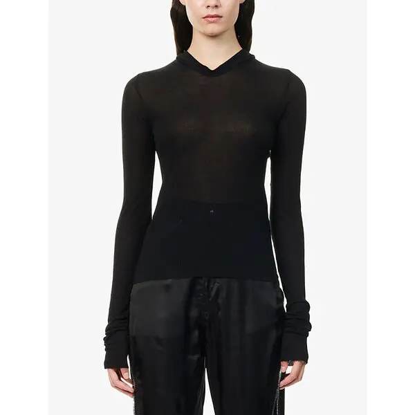 Rick Owens Cropped Hooded Knitted Top