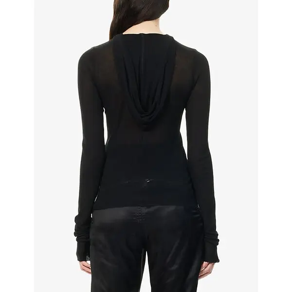 Rick Owens Cropped Hooded Knitted Top