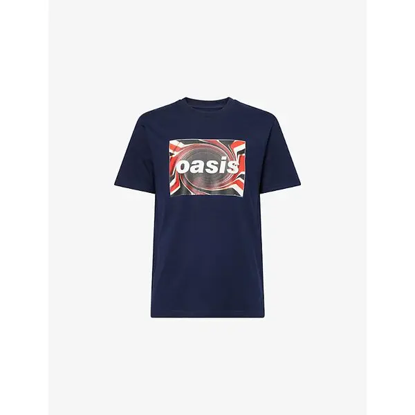 OASIS Spiral Graphic-print Relaxed-fit Cotton T-shirt Xxl - Navy