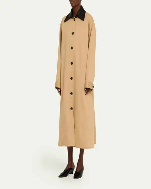 Maria Mcmanus Leather-collar Swing Coat