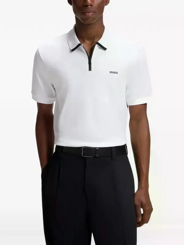 Hugo Zip-up Polo Shirt - White