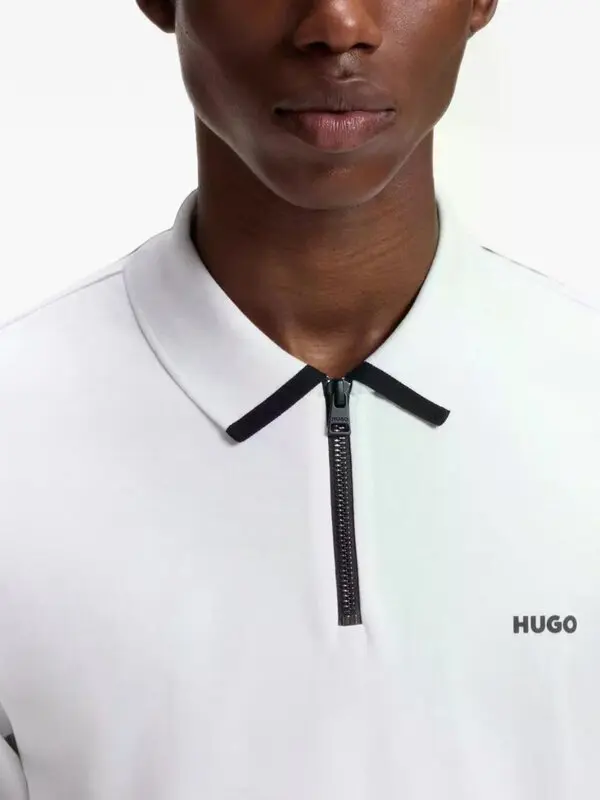 Hugo Zip-up Polo Shirt - White