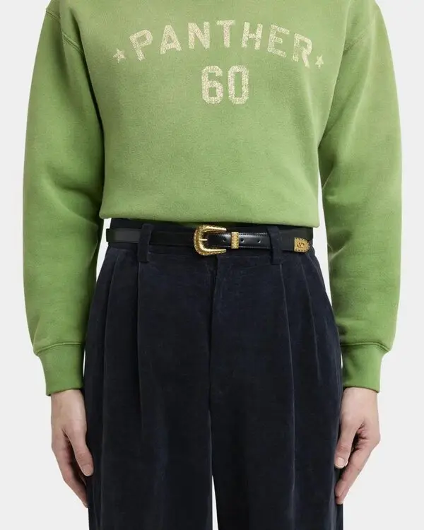 Valentino Garavani Vlogo Signature Skinny Leather Belt - Black