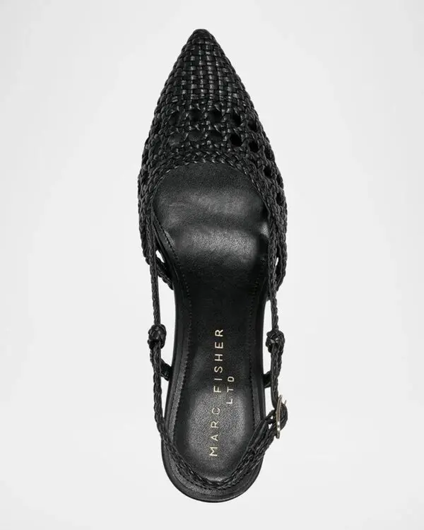Marc Fisher Zunnie Woven Leather Slingback Pumps