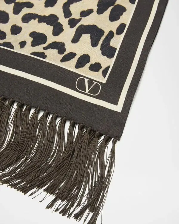 Valentino Garavani Animal Twill Fringe Scarf - Multicolor