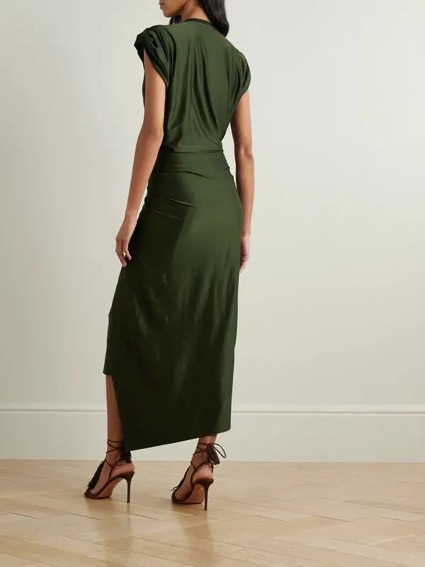 green emerald velvet dress Rabanne // Green & Silver Gathered Co-Ord Set  VSP Consignment