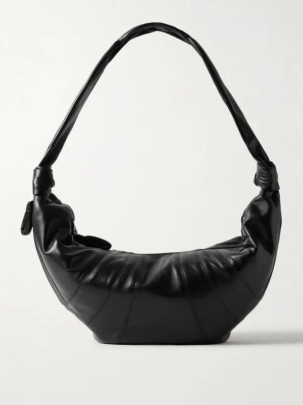 LEMAIRE Croissant Large Paneled Leather Shoulder Bag - Black
