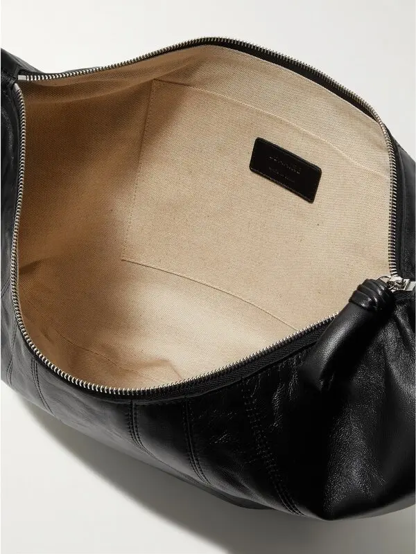 LEMAIRE Croissant Large Paneled Leather Shoulder Bag - Black