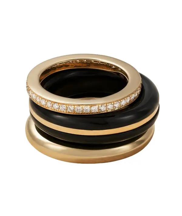 BY PARIAH Set Of Three 14-karat Diamond Rings - Black