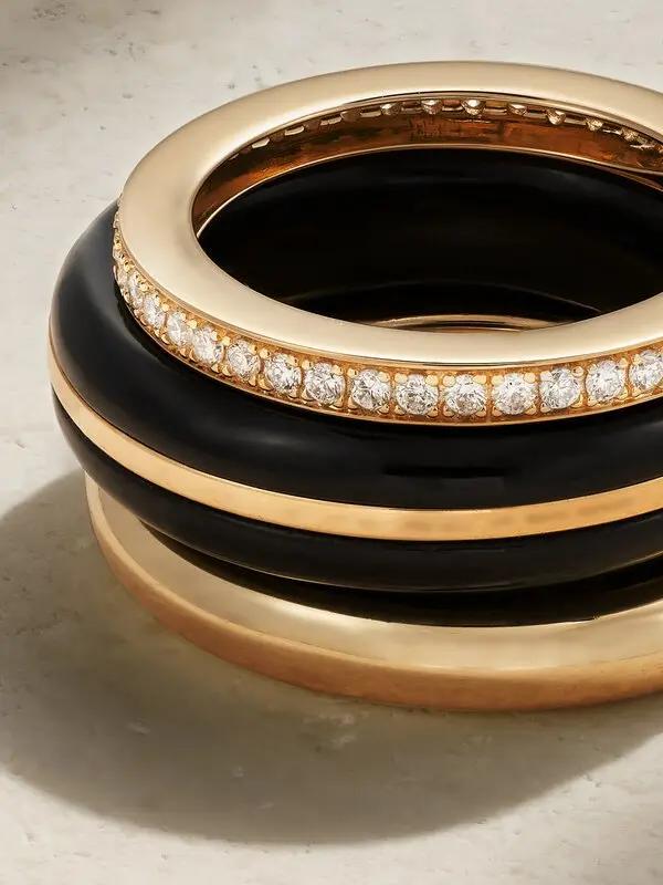 BY PARIAH Set Of Three 14-karat Diamond Rings - Black