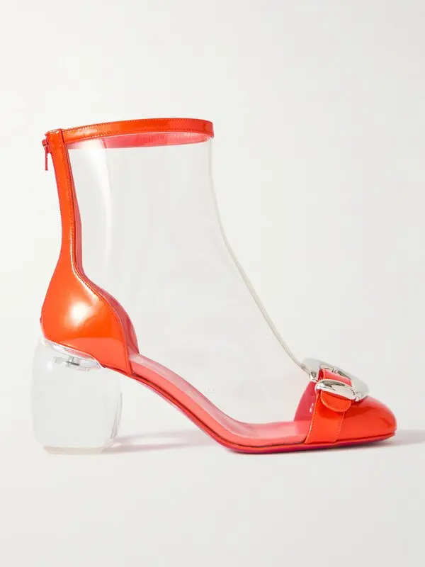 CHRISTIAN LOUBOUTIN Minny Bubble 70 Buckled Pvc Ankle Boots - Orange