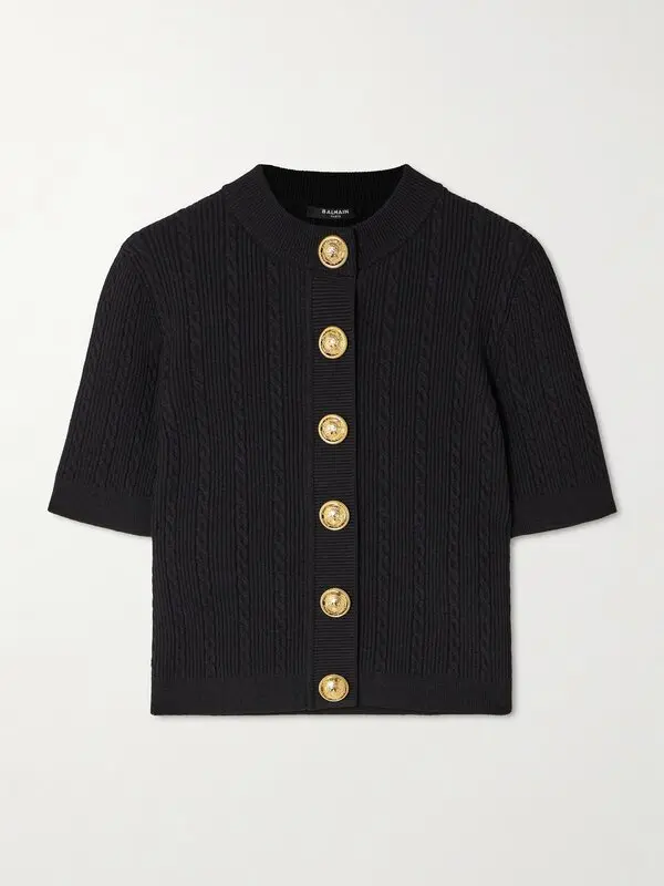 Balmain Cable-knit Cardigan - Black