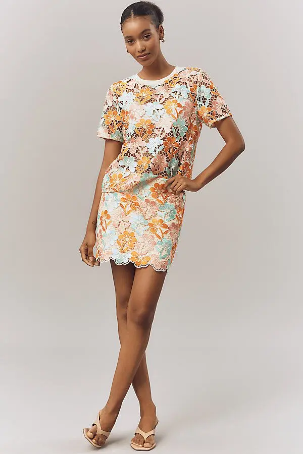 Endless Rose Rhinestone Lace Mini Skirt In Multi Floral - 36% Off |  Editorialist