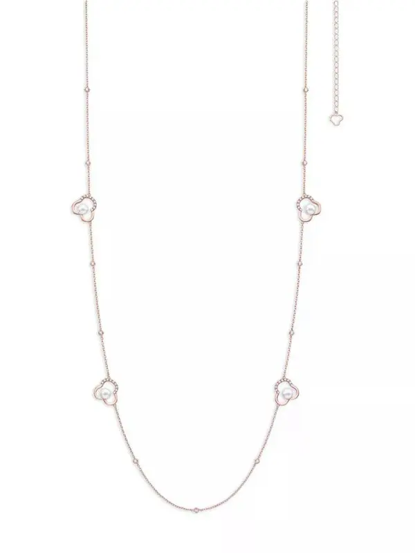 TASAKI 18k Rose Akoya Pearls And Diamonds Necklace - Gold