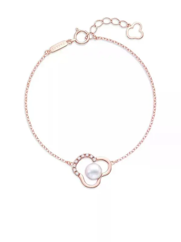 TASAKI 18k Rose Akoya Pearl And Diamond Bracelet - Gold