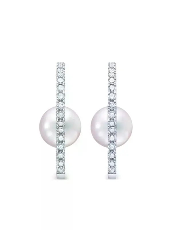 TASAKI 18k White Gold Akoya Pearl And Diamond Earrings - Silver