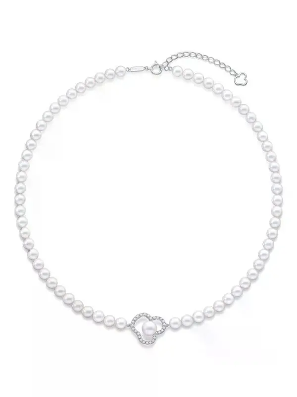 TASAKI 18k Gold Akoya Pearls And Diamonds Necklace - White