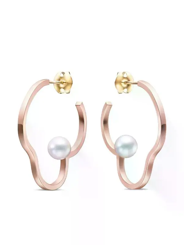 TASAKI 18k Rose Gold Akoya Pearl Earrings - Pink