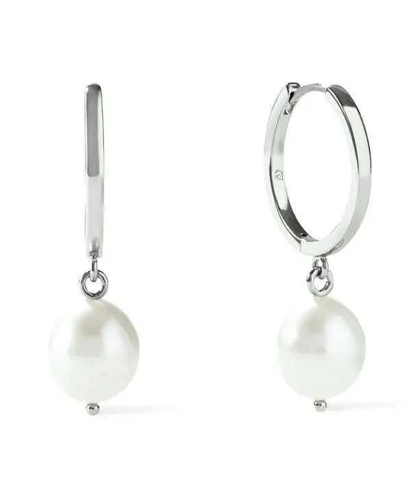 ANA LUISA Medium Frida Pearl Hoop Earrings - Silver