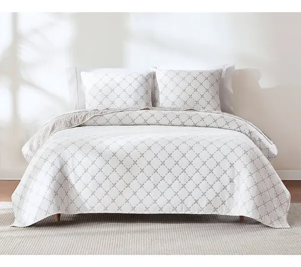LUSH DECOR Diamond Leaf Jacquard Coverlet Set King - One-color