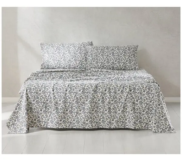 LUSH DECOR Lillian Block Print Cotton Sheet Set Blue 4pc Queen - One-color