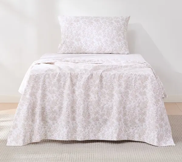 LUSH DECOR Peony Toile Cotton Sheet Set Peach 3 -piece Set Twin - One-color