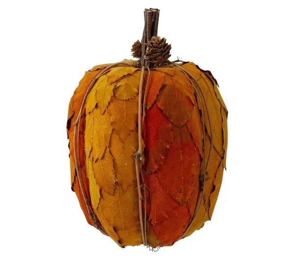 NORTHLIGHT Harvest Pumpkin With Leaves & Pineco Es 9.75 - One-color