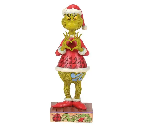 JIM SHORE Grinch With Heart Hands Christmas Fig Urine 9.3in H - One-color