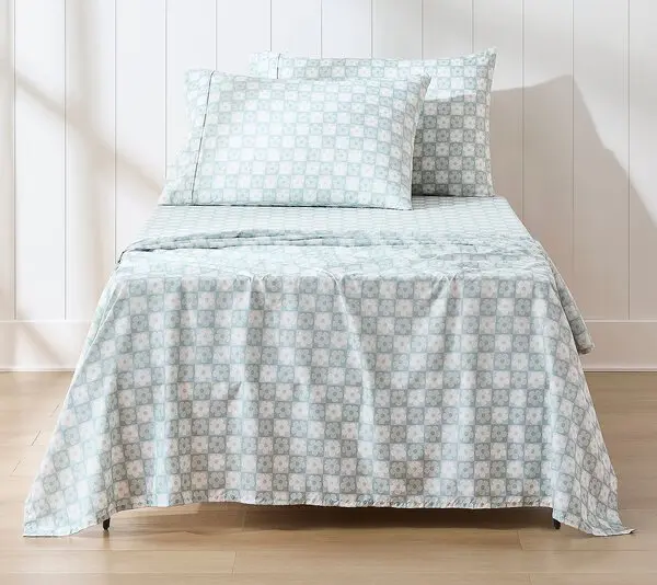 LUSH DECOR Daisy Checkered Sheet Set Aqua 4pc T Win, Twin-xl - One-color