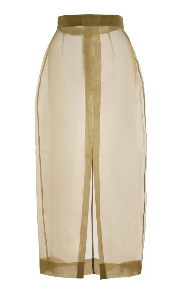 Burc Akyol Silk Organza Midi Skirt - Brown