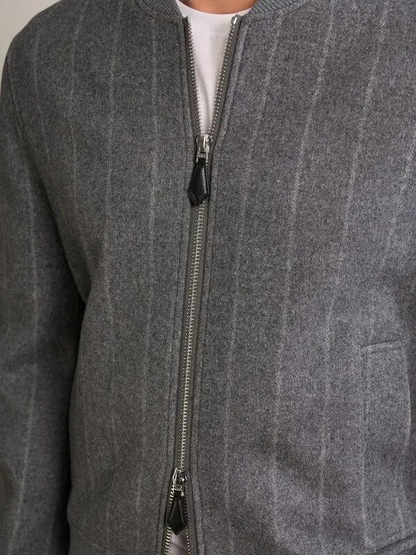 REISS Wool-blend Chalk-stripe Bomber Jacket