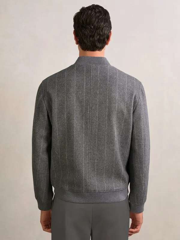 REISS Wool-blend Chalk-stripe Bomber Jacket