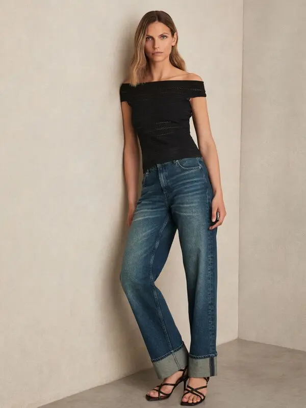 REISS Alessia Bardot Knit Top