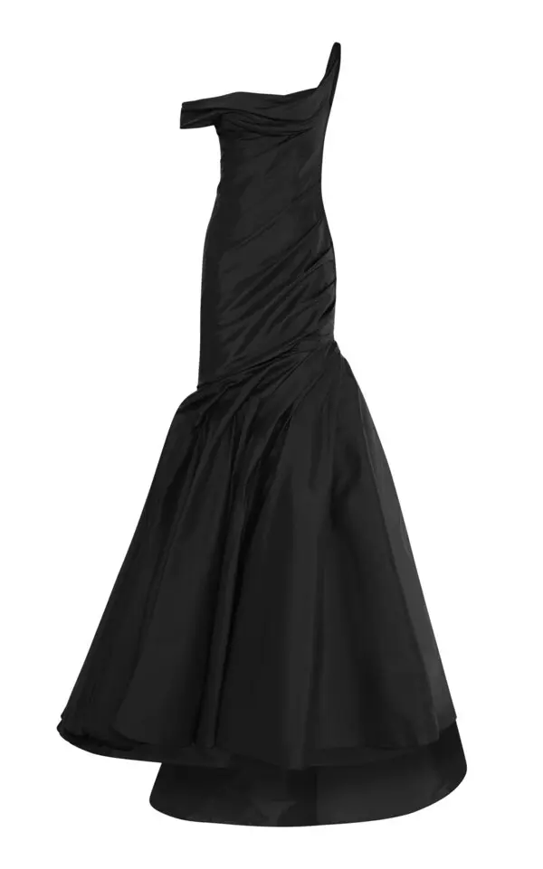 MARMAR HALIM Asymmetric Draped Mermaid Gown - Black
